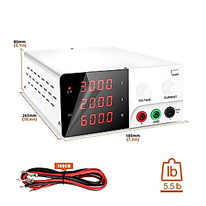 DC Power Supply, 30V 20A DC Variable Power Supply High Precision 4 Digital Adjustable Switching Regulator Bench Power Supplies,Electroplating DIY