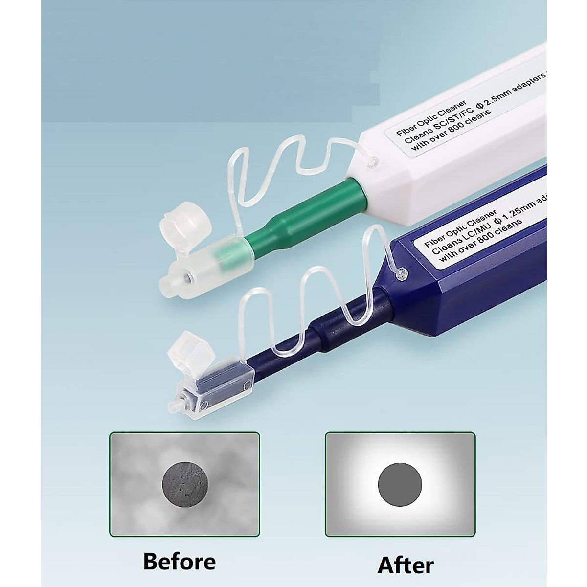 Enajucy 2pcs Fiber Optic Cleaner - for 1.25mmLC/MU 2.5mm SC/F C/STE2000 Glass Fiber Cleaning Pen - for Fiber Optic Connectors Cleaning