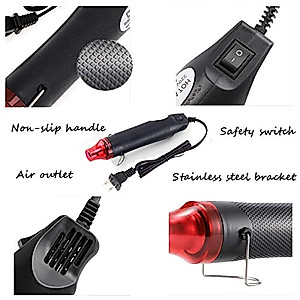 Mini Heat Gun for Epoxy Resin 300W Portable Handheld Black Heat Gun for Crafts Embossing, Shrink Wrapping, Drying Paint, Clay, Rubber Stamp Heat Tools, Dryer Craft Heat Tool for Cup Turner
