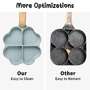 Caannasweis 4-Cup Nonstick Egg Frying Pan (Heart-Shaped-Green)