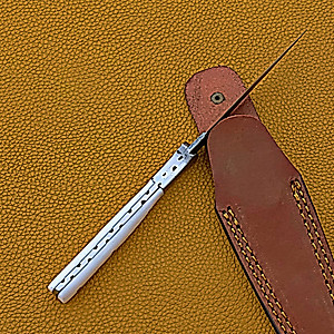 Smart & Sharp Custom Handmade Damascus Steel Hunting Knife / Skinning Knife SS-17401 ( White Resin) (White Resin)