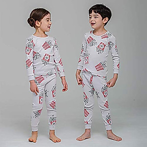MiNi-K Baby Toddler Kids Boys Girls Sleepwear Pajamas 100% Cotton Long Sleeve 2pcs Pjs Set (Popcorn Grey, 8-9 Years)