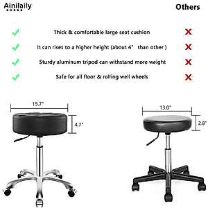 Rolling Adjustable Stool for Work Medical Tattoo Salon Office,Heavy Duty Esthetician Hydraulic Chair Stool with Wheels (Black)