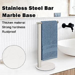 Winmien Stainless Steel L-Shaped Hand Towel Holder, SUS304 Bathroom Towel Rack with Thickened Base for Countertop Vanity (Brush Nickel)