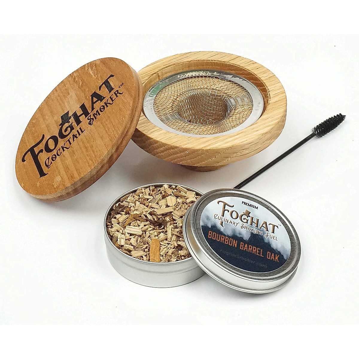 Foghat Cocktail Smoker with Bourbon Barrel Wood Shavings and Bourbon Resurrection Foghat Culinary Smoking Fuel Bundle