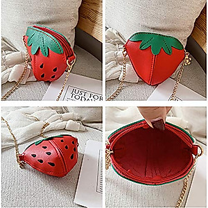 Strawberry Shape CrossBody Purse Bag,Cellphone Shoulder Bags Card Holder Wallet PU Phone Shoulder Wallet for Women Girl (Red)