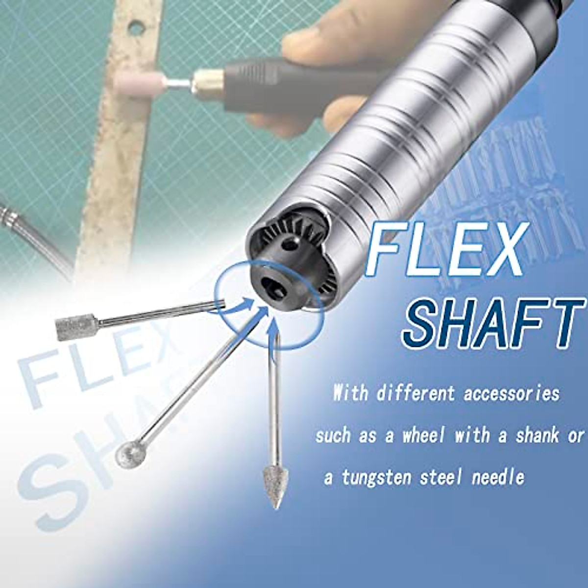 DZQ Jewelry Polisher w/Flex Shaft,Multifunctional Bench Grinder Sander 750W,Lathe Buffing Machine 10,000Rpm,Jewelry Buffer Polisher for Jewelry Making, Woodcrafting, Dental, Manual DIY 61Pcs Accs