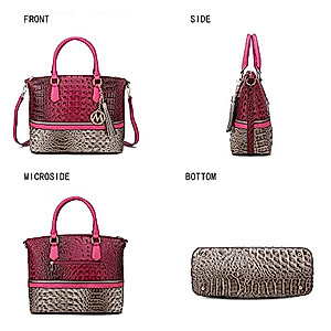 MKF Collection Tote Bag for Women & Wristlet Wallet Purse Set, Croco Vegan Leather Top-Handle Shoulder Handbag by Mia k