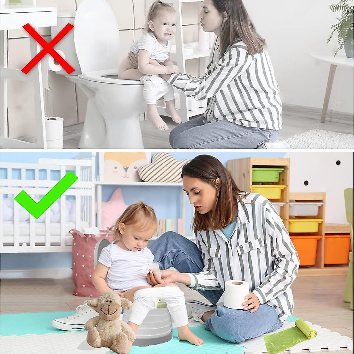 portable, foldable potty seat for toddler, Training Toilet Seat Emergency Toilet for Car, Camping, Outdoor, indoor (grey, small)