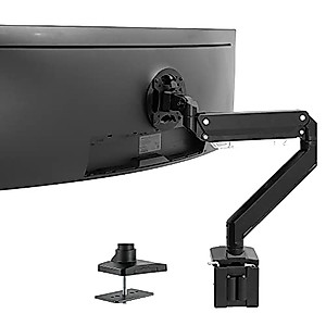 VIVO Premium Aluminum Heavy Duty Monitor Arm for Ultrawide Monitors up to 49 inches and 33 lbs, Single Desk Mount Stand, Pneumatic Height, Max VESA 100x100, Black, STAND-V101G1
