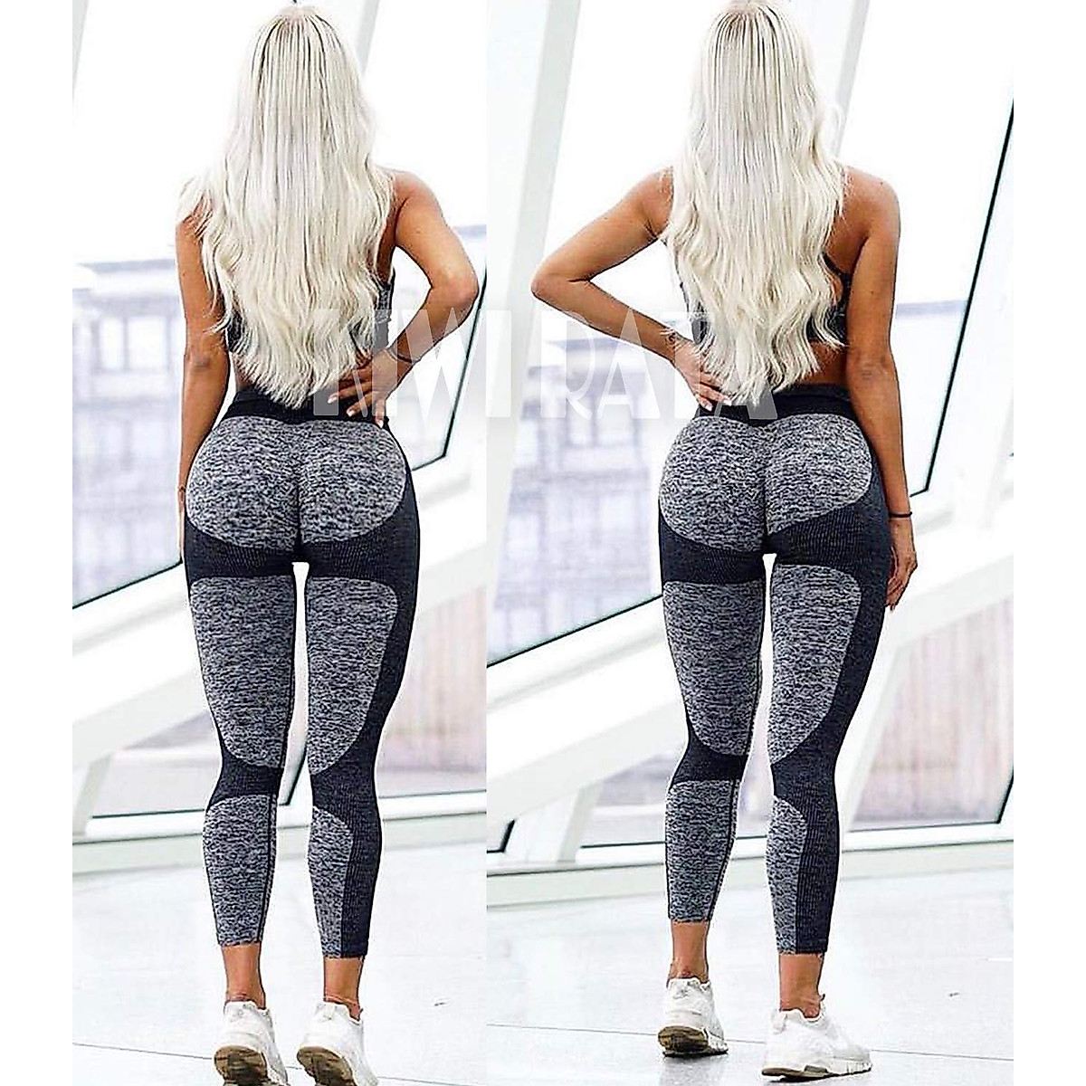 KIWI RATA Women's High Waist Active Seamless Compression Fitness Leggings Running Workout Slim Butt Lift Yoga Pants (#1 Heart Booty Black, Medium)