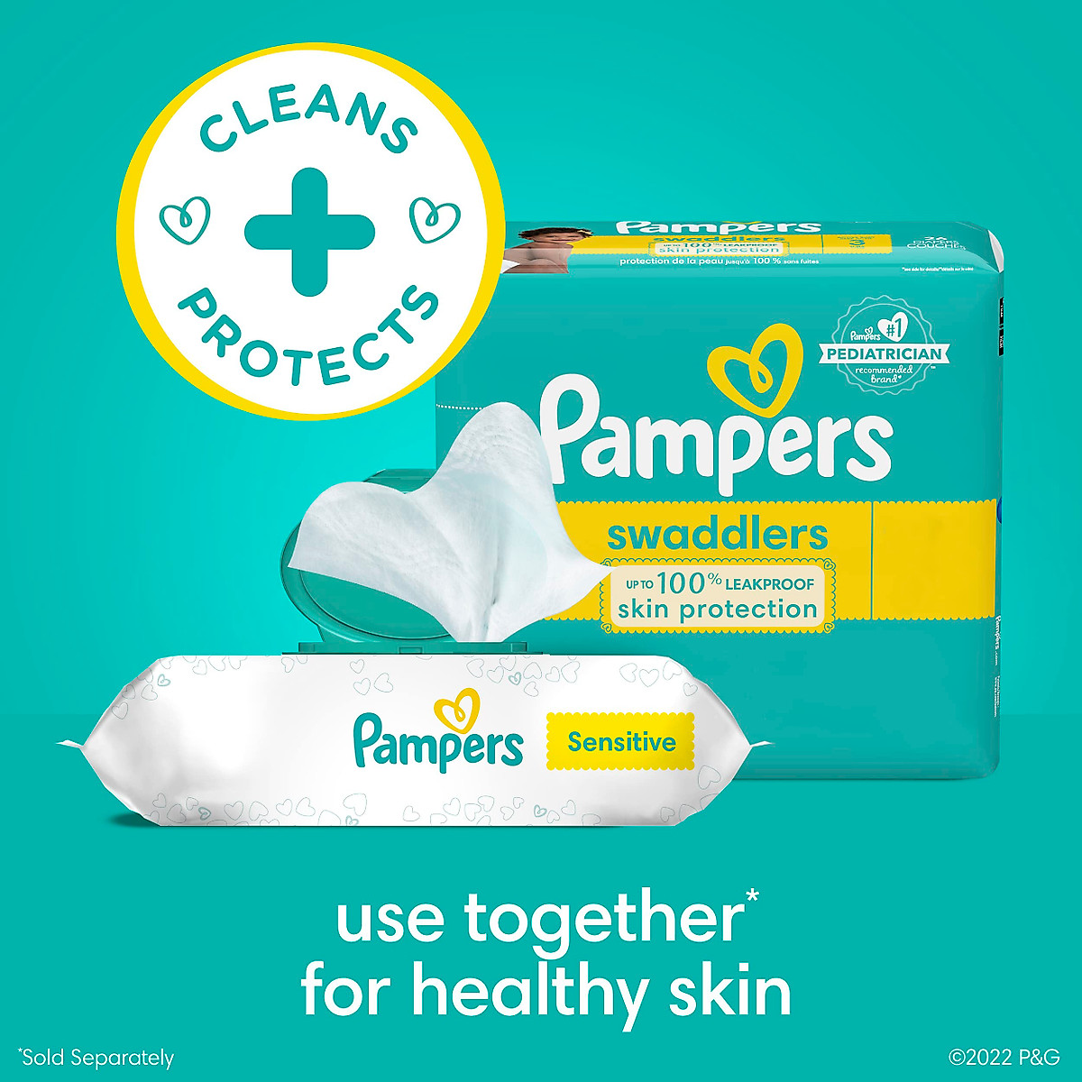Pampers Baby Wipes Sensitive 3X Pop-Top Packs, 168 Count