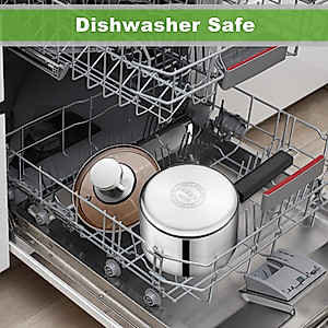 TeamFar 1 Quart Saucepan, Stainless Steel Tri-Ply Small Sauce Milk Pan with Heatproof Handle for Cooking/Boiling/Simmering, For Induction/Gas/Electric, Healthy & Heavy Duty, Dishwasher Safe