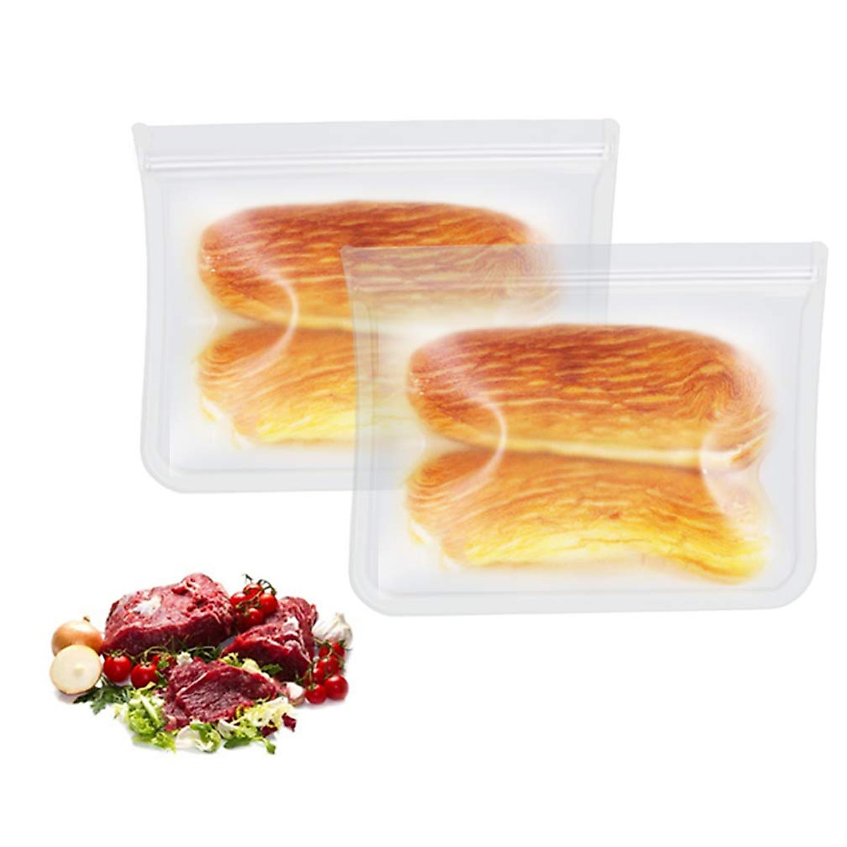 Quart Freezer Bags Reusable Food Storage Bags for Vegetable, Liquid, Snack, Meat, Sandwich, 8.46x7.28 Inch, 10 Pack