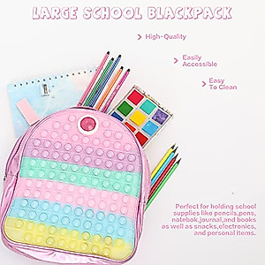 VERPALACE Fluorescent Fidget Toy Pop Backpack for Girls Birthday Gift Fidget Backpack for Kids with LED Lights Stress Relief ,Suitable for Button Cell Ithium Cell CR1220 3V (Batteries not Included)