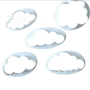 LOKMAN Set of 5 Fluffy Fondant Cloud Cutter, Gum Paste Cutter,Cookie Cake Mold Fondant Cutter, Sugar Craft, Fondant Decorating Tools (Cloud)