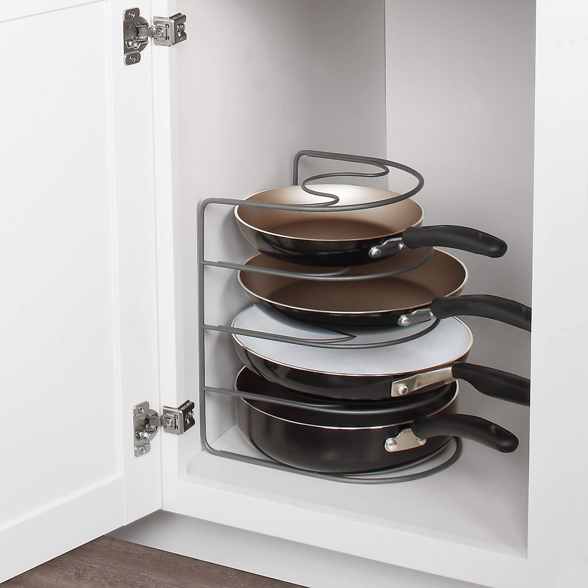 Spectrum Diversified Arc Lids for Pots & Pans, Storage & Organization, in-Cabinet Skillet & Bakeware Organizer, Sturdy Steel Kitchen Cupboard Organi, Medium, Satin Nickel