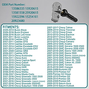 Tire Pressure Sensor 315MHz TPMS Snap-in 4Pcs Compatible with Chevy GMC Cadillac Buick & More Replaces# 13586335, 13581558, 15922396