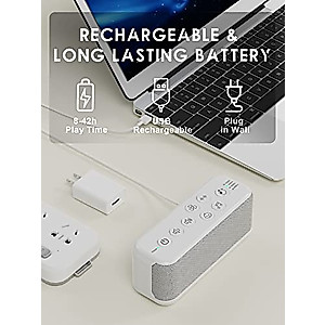 OnLyee Sound Machine for Adults, USB Rechargeable White Noise Machine for Office Privacy & Noise Canceling, 42 Soothing Sound with Lullabies & Fan Sounds, Auto-Off Timer & 8-Level Volume Control