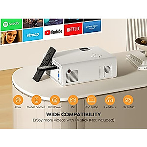 Projector with WiFi and Bluetooth, 9000L Portable Movie Projector 5G WiFi 1080P 4K Support, YABER V5 Mini Home Theater Projector with Tripod and Bag Compatible with Phone HDMI PC TV Stick