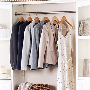 ZOBER High-Grade Wooden Suit Hangers (10 Pack) with Durable Adjustable Metal Clips, 360° Swivel Hook, Shoulder Notches for Dress Coat, Blouse, Jacket