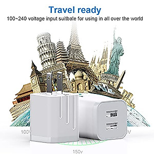 USB Wall Charger, [Apple MFi Certified] iPhone Charger Lightning Cable 6FT(4PACK) Fast Charging Data Sync Cords Dual Port USB Plug Compatible with iPhone 12/mini/Pro/Max/11/Pro/Xs/XR/X/8/7/Plus