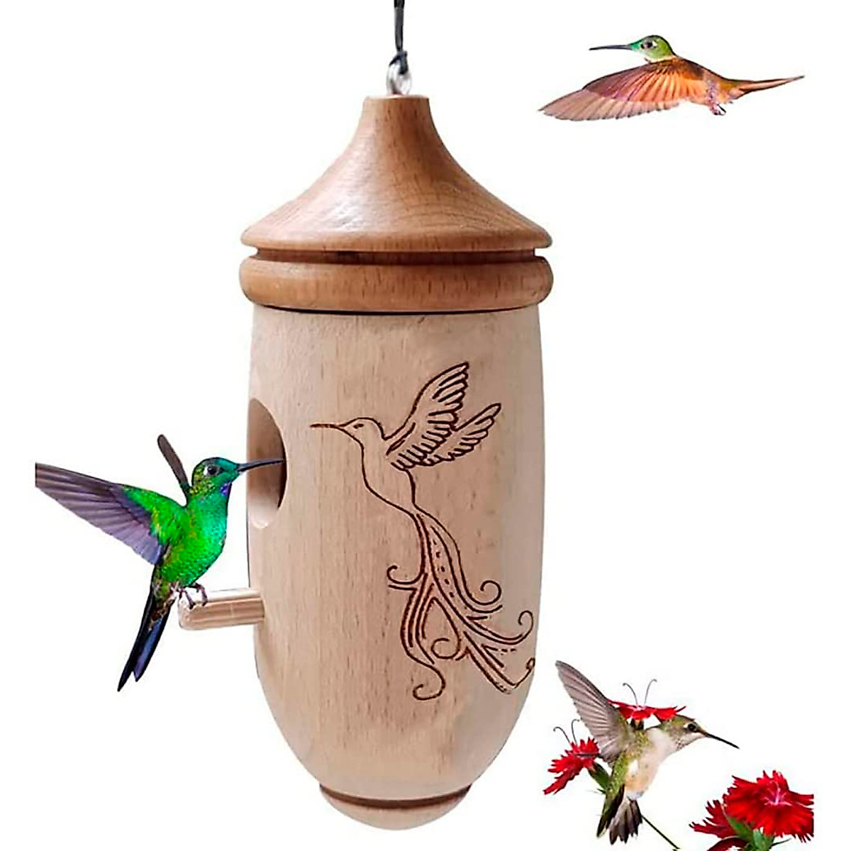 Hummingbird Houses,Natural Crude Wood Humming Bird House Outside Hanging,Hummingbird Nest for Wren Swallow Sparrow Hummingbird Finch Houses (E)