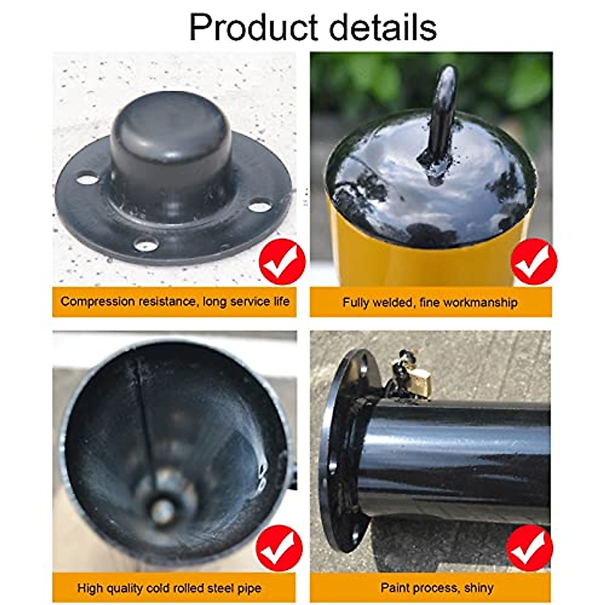 Removable Car Parking Space Lock High 750mm Parking with Padlock & Screw Parking Barrier Post Easy Installation(750x76mm|Black)