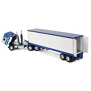 Peterbilt 352 COE 86" Sleeper Cab and Vintage 40' Refrigerated Trailer Surf Blue and White 1/64 Diecast Model by DCP/First Gear 60-1298