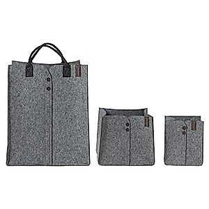 Sealskin Felt Storage Basket, 22 x 25 x 20 cm, Grey