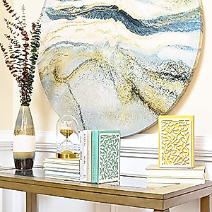 CNK Book Ends Bookends for Book Shelves, Metal Book Ends for Home Office Heavy Books, Book Shelf Holder, Home Decorative, Book Stoppers, Book Holder, Set of 2 White Infinite Leaves Bookends