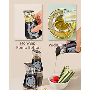 KITLAB Oil Dispenser Bottle, 8.5oz Olive Oil Dispenser Oil Sprayer, Clear Glass Refillable Oil and Vinegar Dispenser Bottle with Measuring Scale Pump for Kitchen, Cooking, Salads, Baking Frying