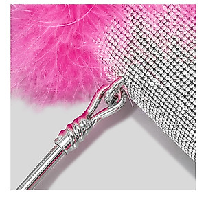 Feather Silver Purse Rhinestone Bag Clutch Evening Bags Diamond Glitter Purses for Women Sparkly Bling Handbag Wedding (black)