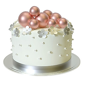 ASTARON 20 Pcs Ball Cake Topper Decorations Mini Balloons Cake Topper Sticks Rose Gold Balls Cake Picks Cake Topper Balls Cake Decorations for Wedding Birthday Cake Decorations