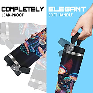 Unyopsa Mushroom Tumbler with Handle 30oz Vacuum Insulated Mushroom Cup with Lid and Straw Mushroom Gifts for Women Men