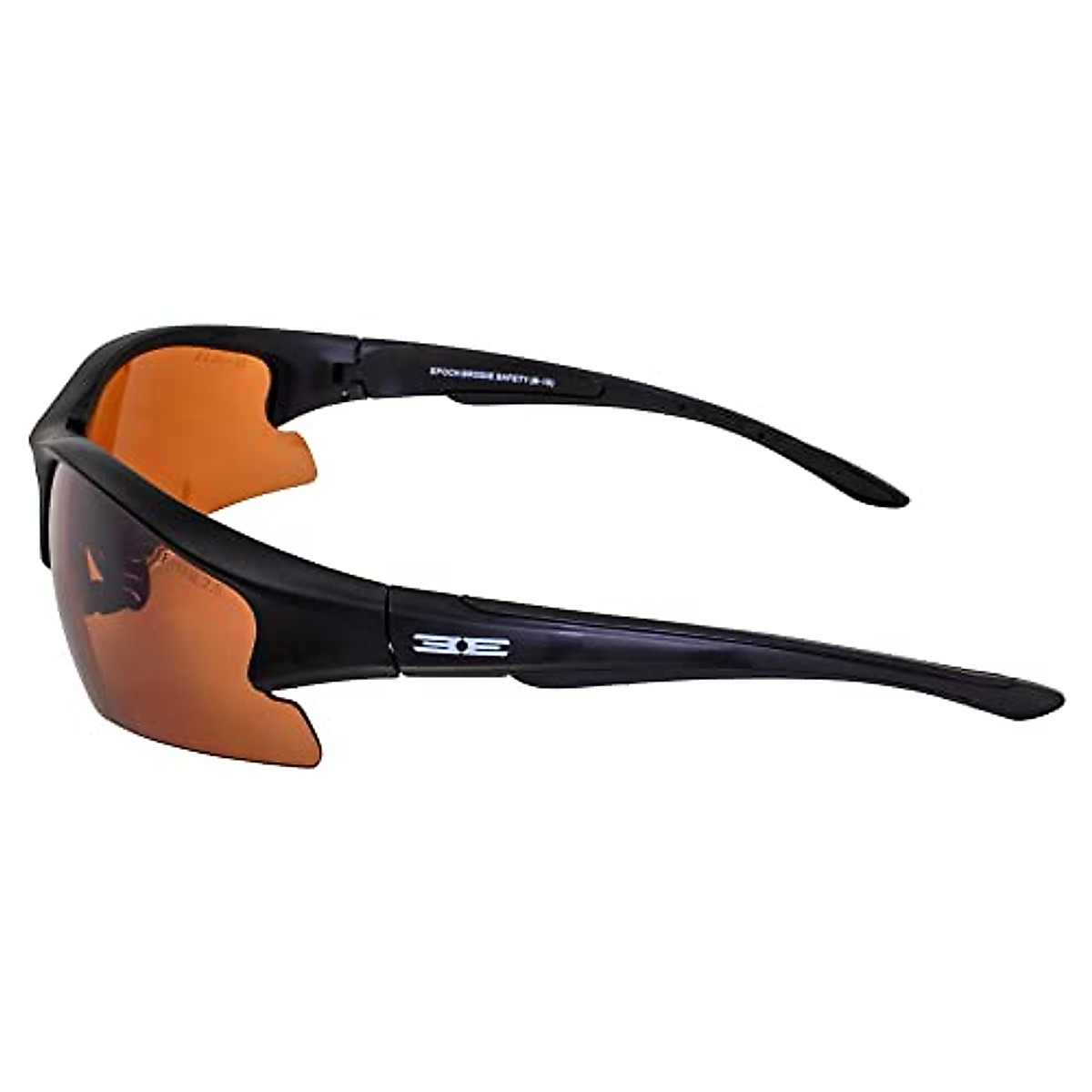 Epoch Eyewear Brodie Sport Golf Safety Sunglasses for Men or Women Black Frame w/Amber Lens