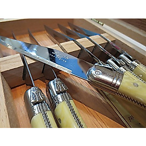 Laguiole Pale Horn Platine Knives in Presentation Box (Set of 6)