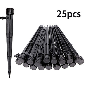 Mini Skater 360 Degree Adjustable Drip Emitters Sprayer Irrigation Drippers Sprinklers Watering Drippers on Stake Fit for 1/4 Inch (4/7mm) Drip Irrigation Tubing (Black,25Pcs)