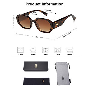SOJOS Polarized Sunglasses For Women Retro Rectangle Womens Sun Glasses Trendy Narrow Square 90s Shades SJ2232 Tortoise Brown Lens