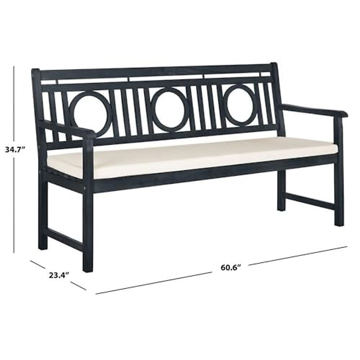 SAFAVIEH PAT6736A Outdoor Collection Montclair 3 Seat Bench
