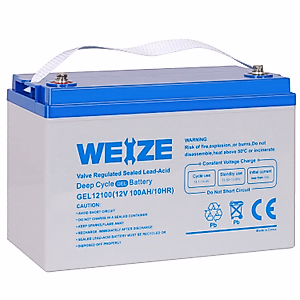 WEIZE 12V 100AH Deep Cycle Gel Battery Rechargeable for Solar, Wind, RV, Marine, Camping, Wheelchair, Trolling Motor and Off Grid Applications