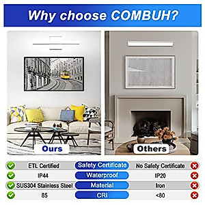 Combuh Modern Bathroom Light Fixtures Over Mirror 16 Inch IP44 9W Chrome Bathroom Vanity Light for Bathroom Wall Lights Cool White 6000K