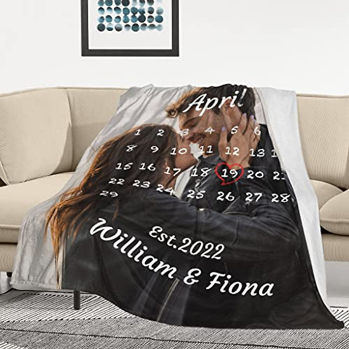 Custom Blanket with Photos Personalized Picture Blanket for Couples Anniversary Valentines Day Gifts for Him Customize Soft Fleece Wedding Blanket for Wife Husband Boyfriend Gifts Made in USA 50"x60"