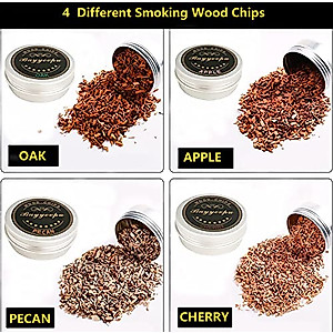 Cocktail Smoker Kit & Chips For Old Fashioned Cocktails,Drink Smoker Infuser Kit with 4 Flavors Wood Chips, Old Fashioned Smoker Kit for Cocktail, Whiskey, Wine, Christmas gifts for Dad Boyfriend (B)