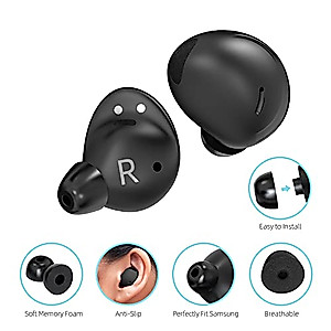 3 Pairs Memory Foam Ear Tips for Samsung Galaxy Buds 2 Pro, Super Comfort & Anti-Slip Replacement Ear Tips, No Silicone Eartips Pain, with Storage Box and Fit in The Charging Case, Black | S M L