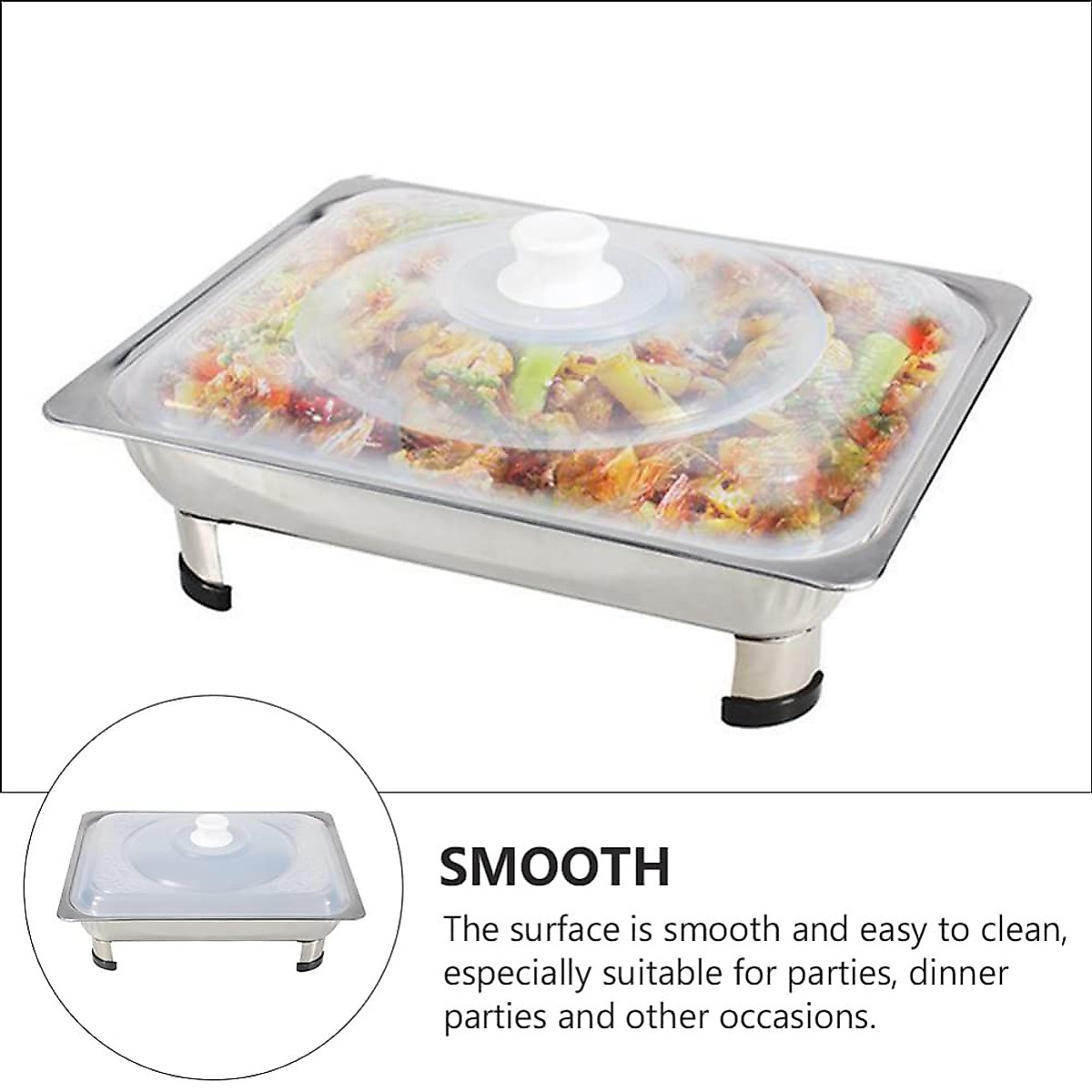 DOITOOL 1 Set Four-Legged Fish Grill Square Buffet Tray Buffet Plate Stainless Steel Food Tray Versatile Food Plate Food Holding Plate Buffet Supply Restaurant Accessory Square Food Plate