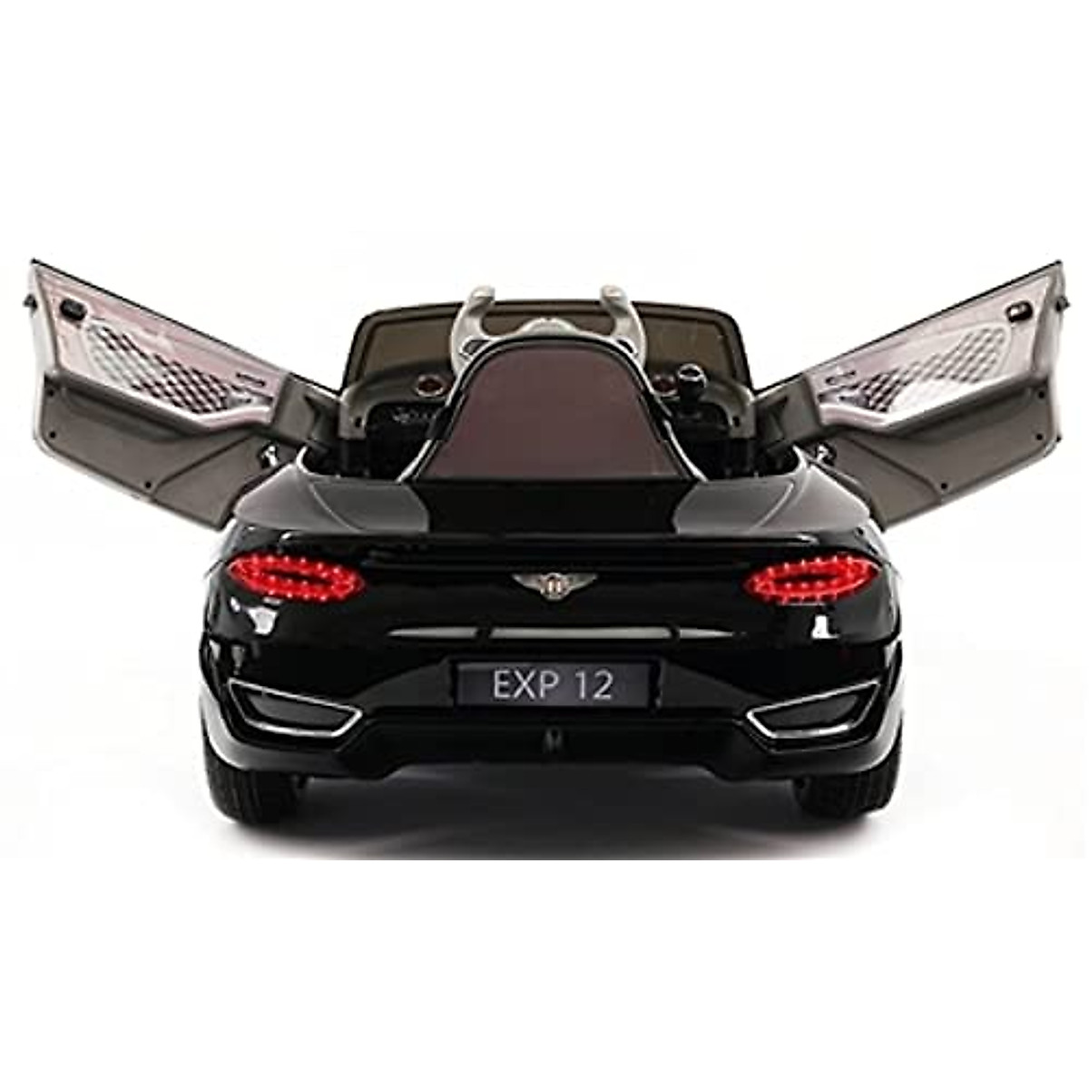 Rock Wheels Licensed Bentley EXP12 Kids Ride on Toy Car, 12V Battery Powered Children Electric 4 Wheels w/Parent Remote Control, Foot Pedal, 2 Speeds, Music, Aux, LED Headlights (Black)