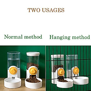 Cat Food and Water Feeder Dispenser Set, Hanging Automatic Gravity Feeder for Puppy, Dog, Cat and Most Small Animals (White)