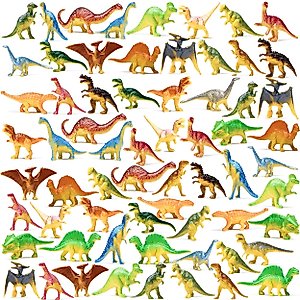 PREXTEX Mini Toy Dinosaurs Figure (72 Count) Best for Dinosaur Party Favors Cake Toppers Easter Eggs Filler, Plastic Dinosaur Figurines, Dinosaur Cupcake Toppers, Small Dinosaur Toys, Cupcake Toppers