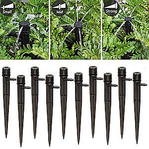 Axe Sickle Set of 100 Drip Emitters Perfect for 4mm / 7mm Tube, Adjustable 360 Degree Water Flow Drip Irrigation System for Watering System.